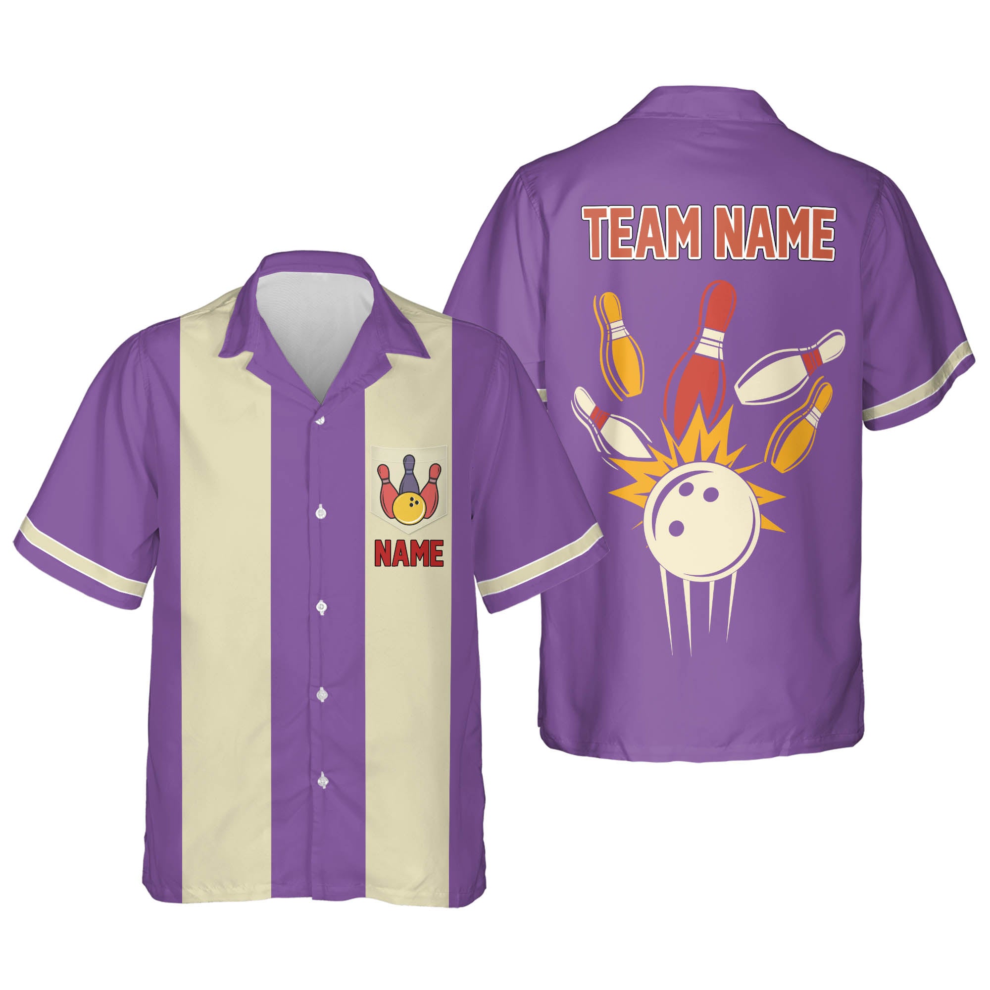Custom Retro Bowling Hawaiian Shirts For Men, Custom Bowling Team Shir ...