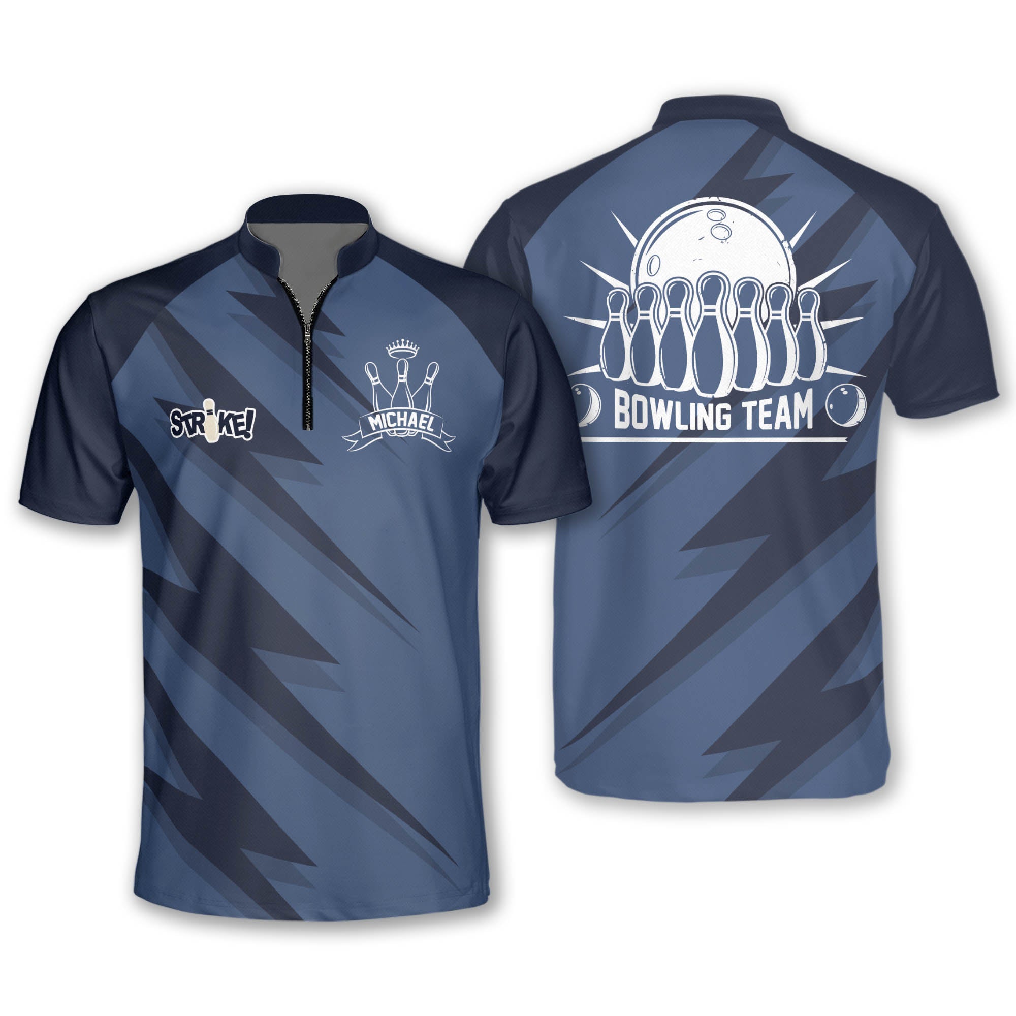 Custom Team Blue Strike Bowling Jerseys Shirt For Men, Custom Bowling ...