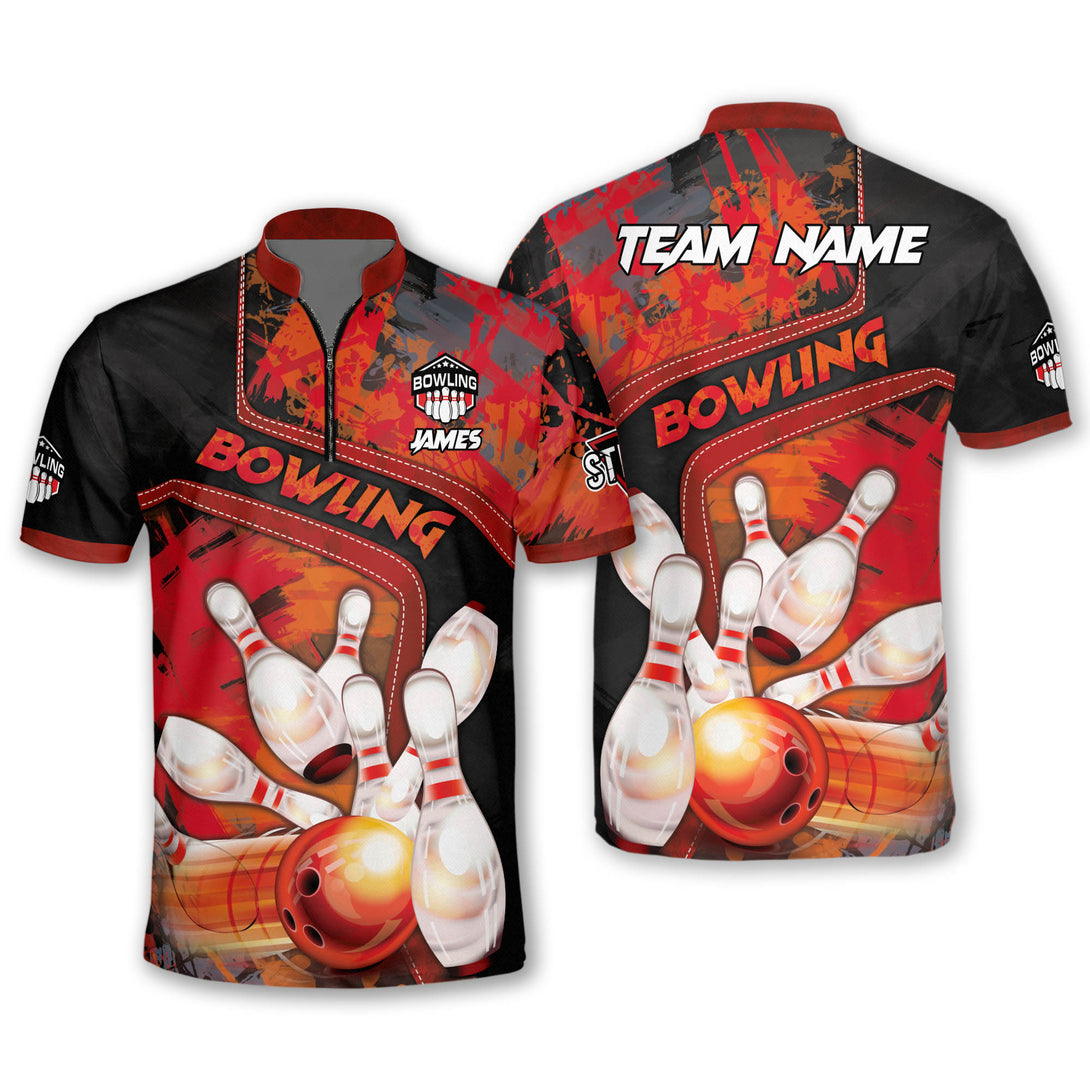 Custom Team Red Bowling Jerseys Shirt For Men, Custom Bowling Shirt BO ...