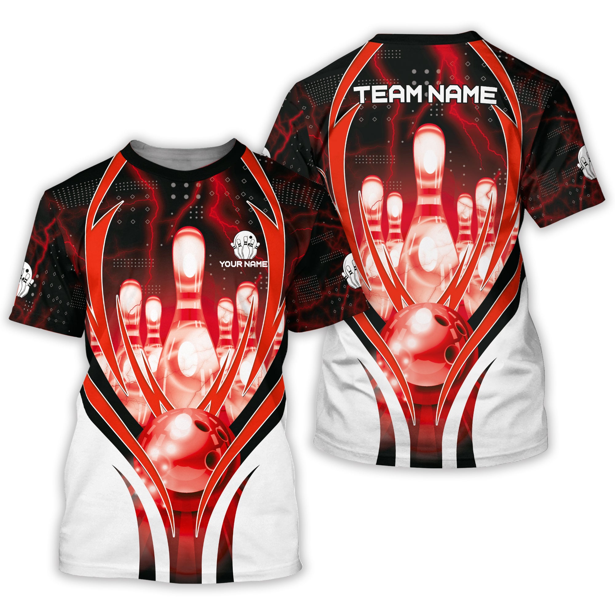 Custom Red Team Bowling T Shirt For Men, Custom Bowling Team Shirts BZ ...